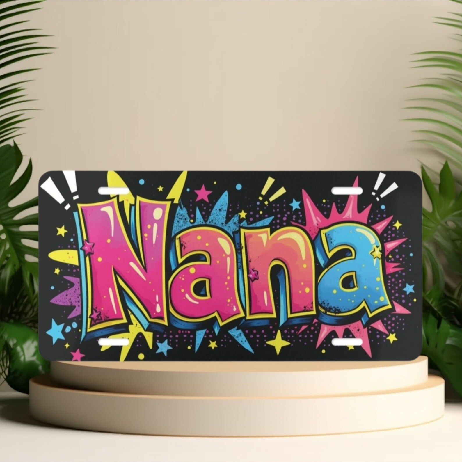 Nana Colorful Graffiti Style Car Vanity Plate, Vibrant Nana License ...