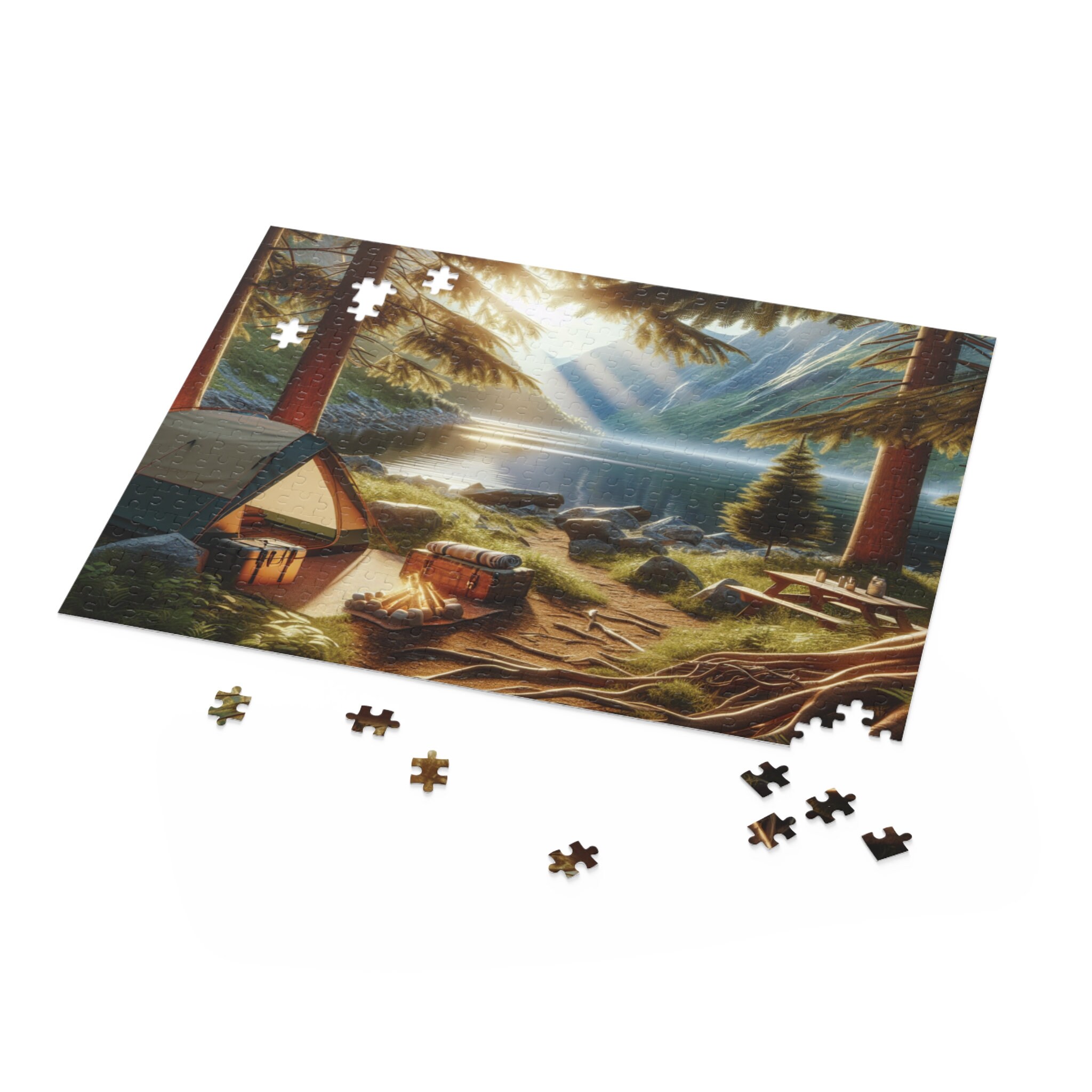 Scenic Lakeside Camping Puzzle, Nature Jigsaw Game, Forest Camping ...