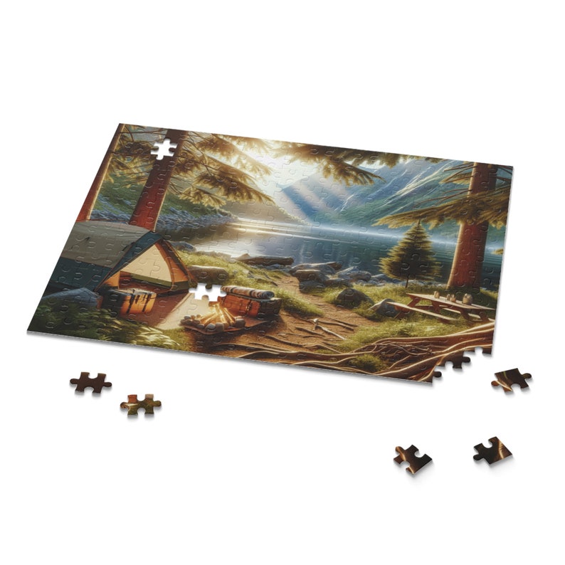 Scenic Lakeside Camping Puzzle, Nature Jigsaw Game, Forest Camping ...