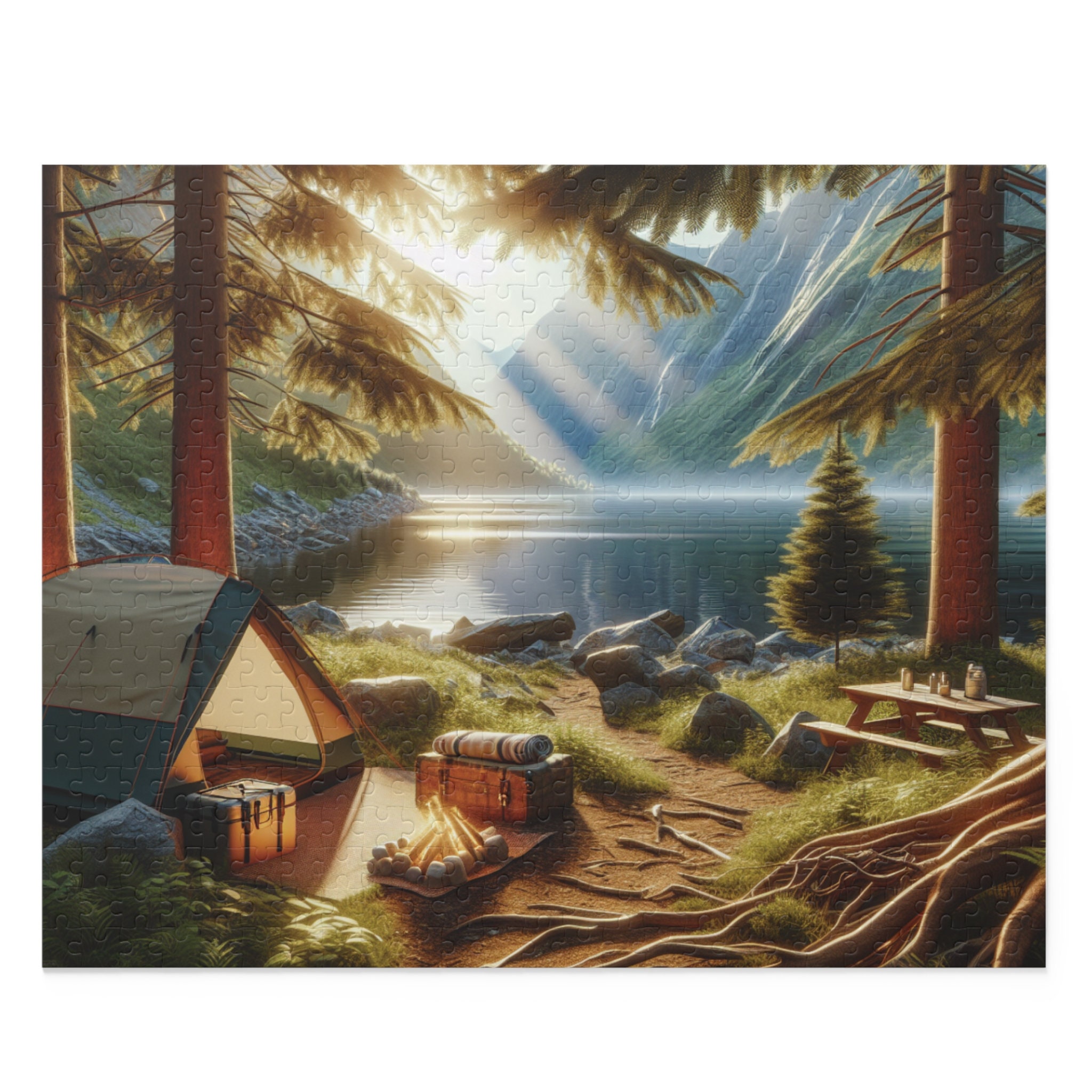 Scenic Lakeside Camping Puzzle, Nature Jigsaw Game, Forest Camping ...