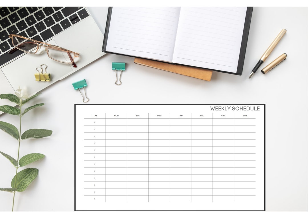 Undated Printable Digital Timetable A4 Size Simple Design 5 Colors 7 ...