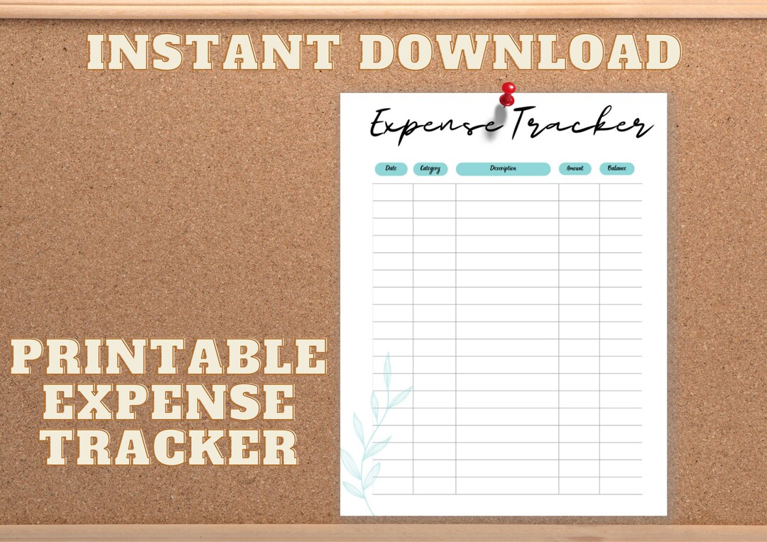 Expense Tracker Blue Simple Expense Log Personal Finances Cash Tracker ...