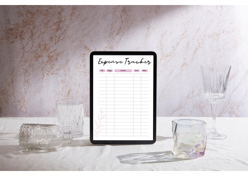 Expense Tracker Blush Pink Palette Simple Expense Log Personal Finances ...