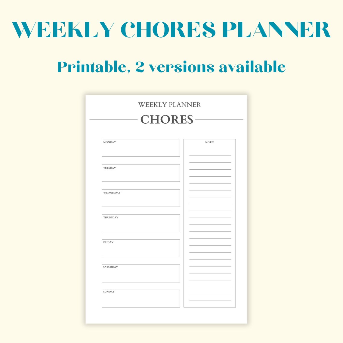 Weekly Chores Tracker Chores Schedule Chore Planner Digital - Etsy