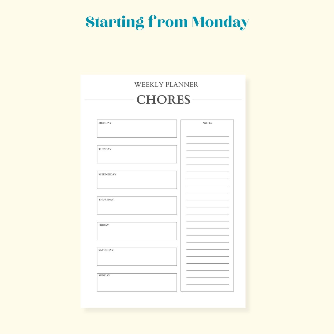 Weekly Chores Tracker Chores Schedule Chore Planner Digital - Etsy