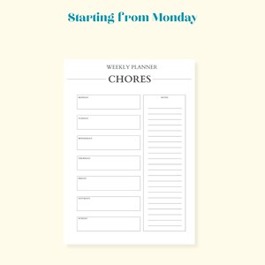 Weekly Chores Tracker Chores Schedule Chore Planner Digital - Etsy