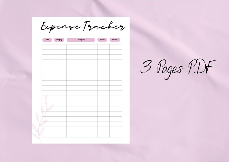 Expense Tracker Blush Pink Palette Simple Expense Log Personal Finances ...