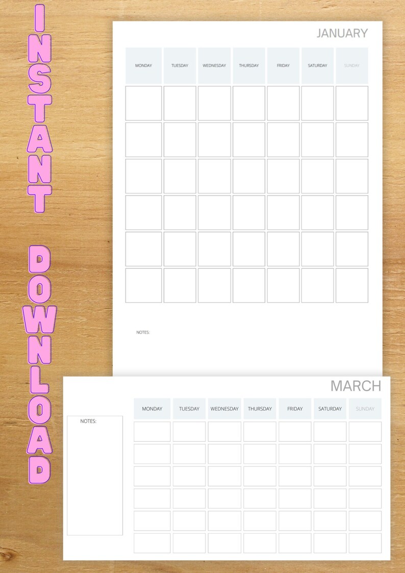 Printable Yearly Wall Calendar, Schedule, Blank Calendar Printable ...