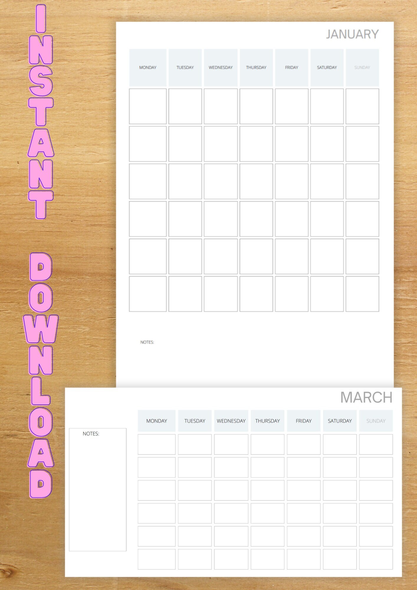 Printable Yearly Wall Calendar, Schedule, Blank Calendar Printable ...