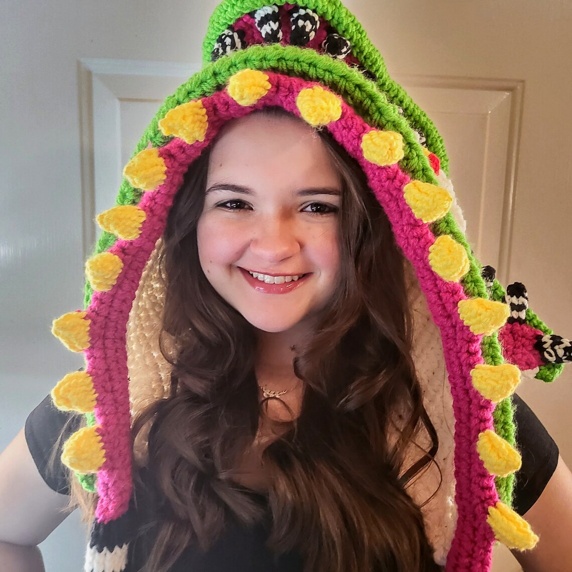 Worm Hat Hood, Crochet, Costume, Halloween, Handmade, Crochet, Toothy ...