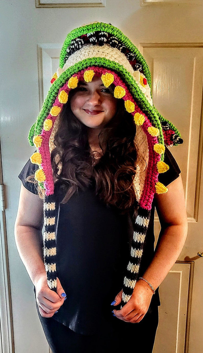 Worm Hat Hood, Crochet, Costume, Halloween, Handmade, Crochet, Toothy ...