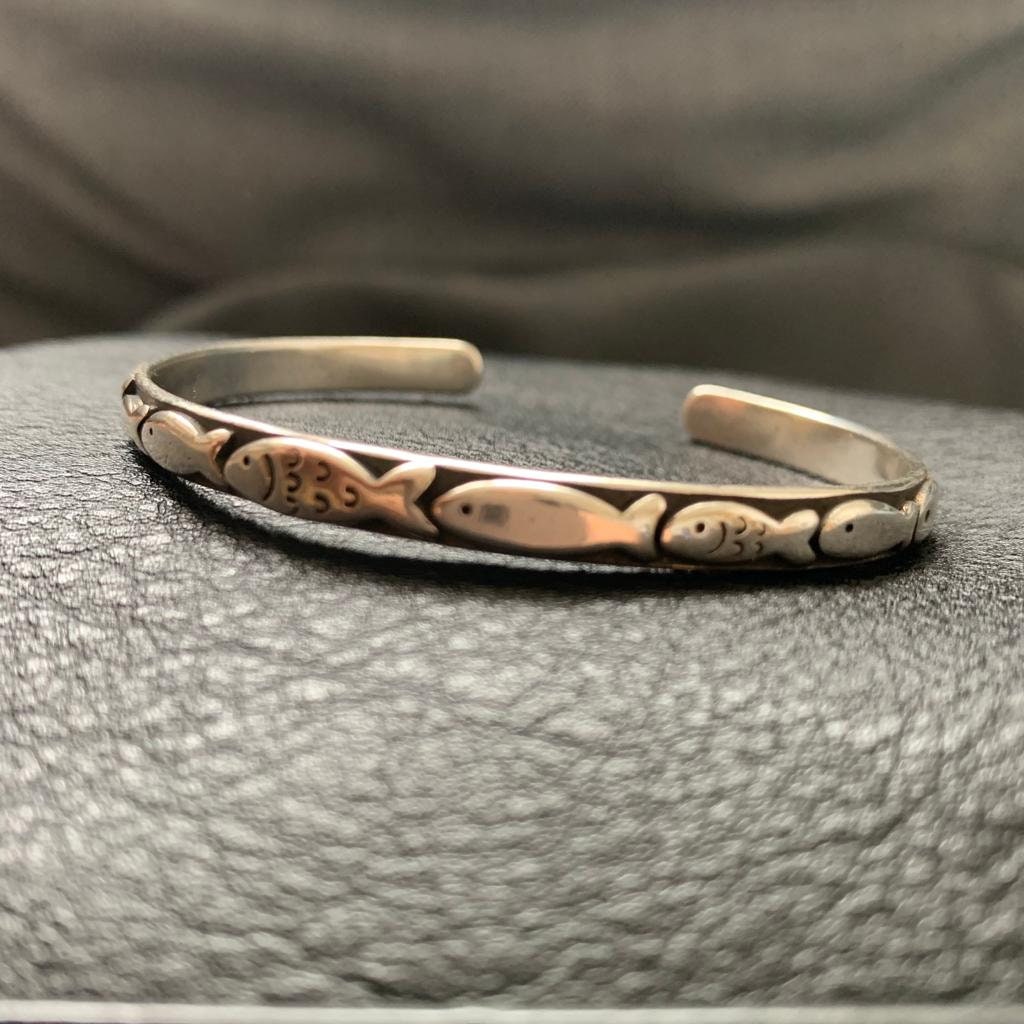 Silver Simple Adjustable Fish Cuff Bangle-fish Lovers Sealife Bracelet ...