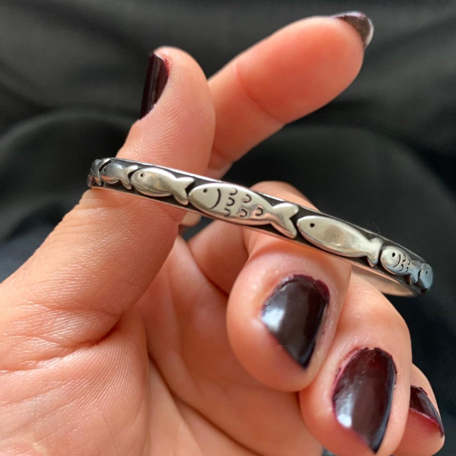 Silver Simple Adjustable Fish Cuff Bangle-fish Lovers Sealife Bracelet ...