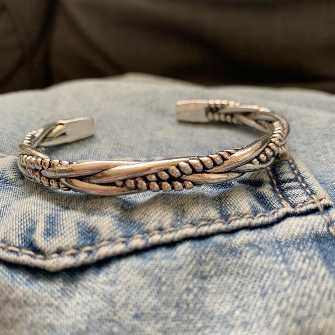 Viking Bracelet, Adjustable Silver Bangle Bracelet, Thin Bangle, Silver ...