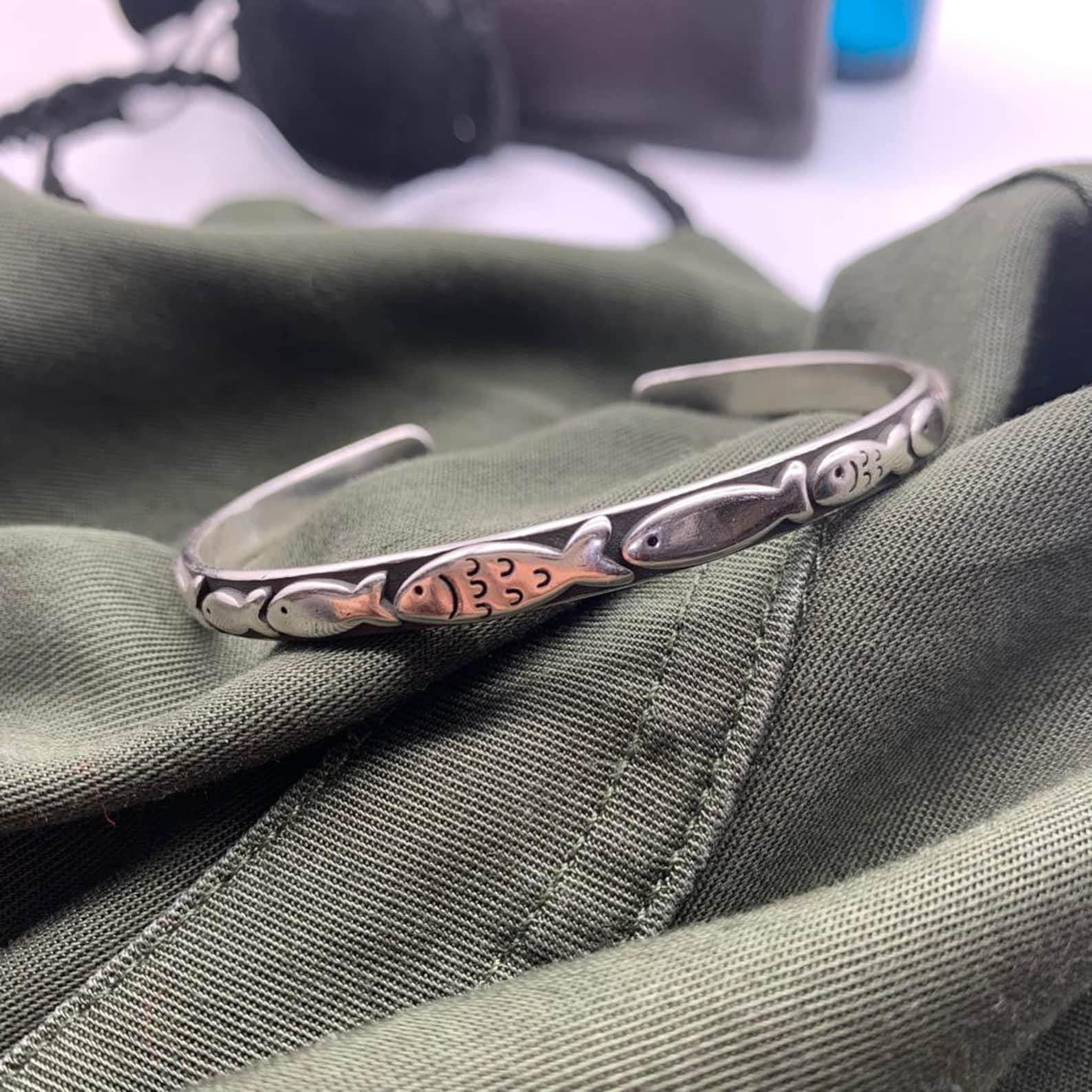 Silver Simple Adjustable Fish Cuff Bangle-fish Lovers Sealife Bracelet ...