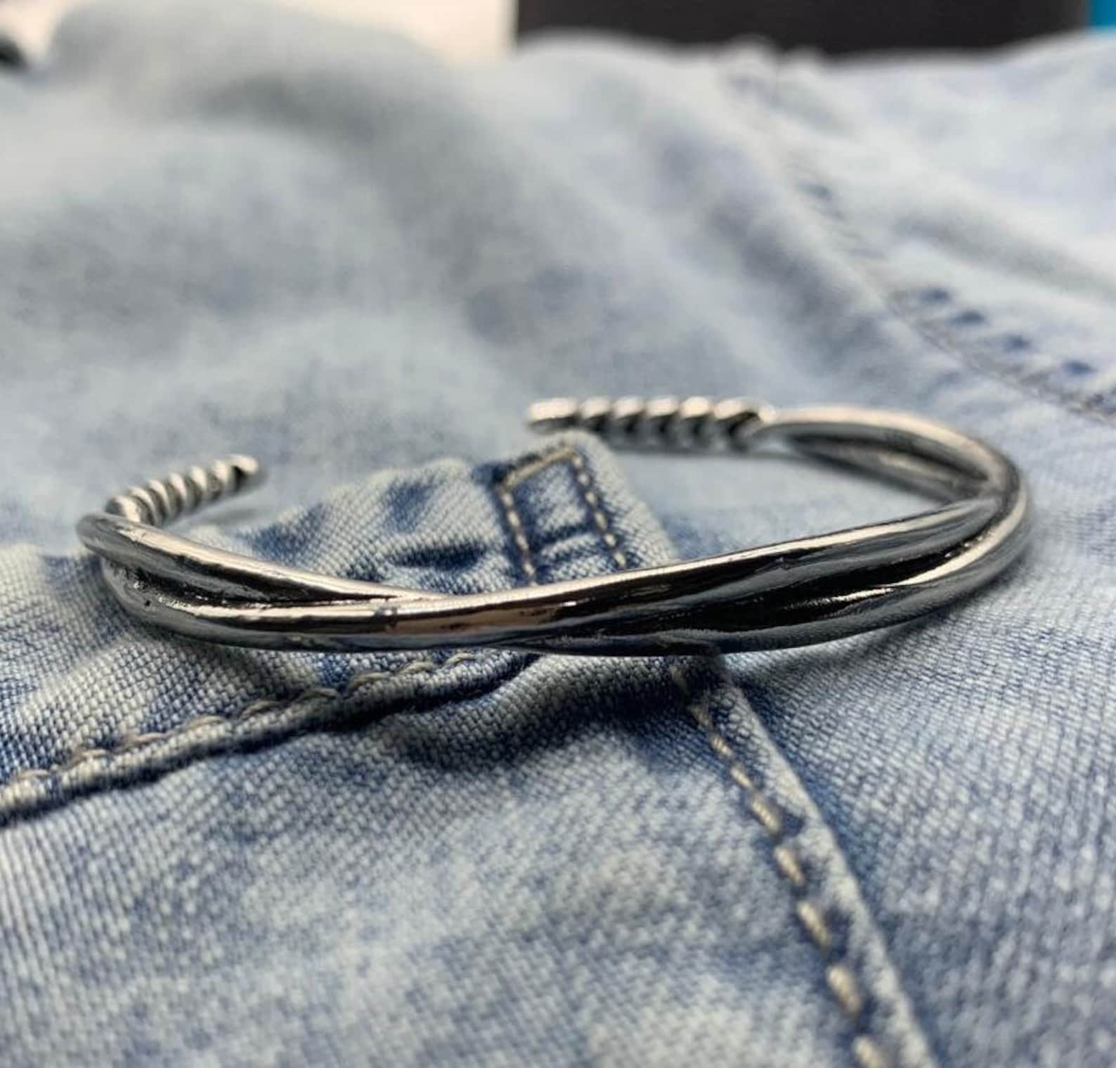 Silver Retro Double Layer Wrap Open Bangle Adjustable Men, Gift for Him ...