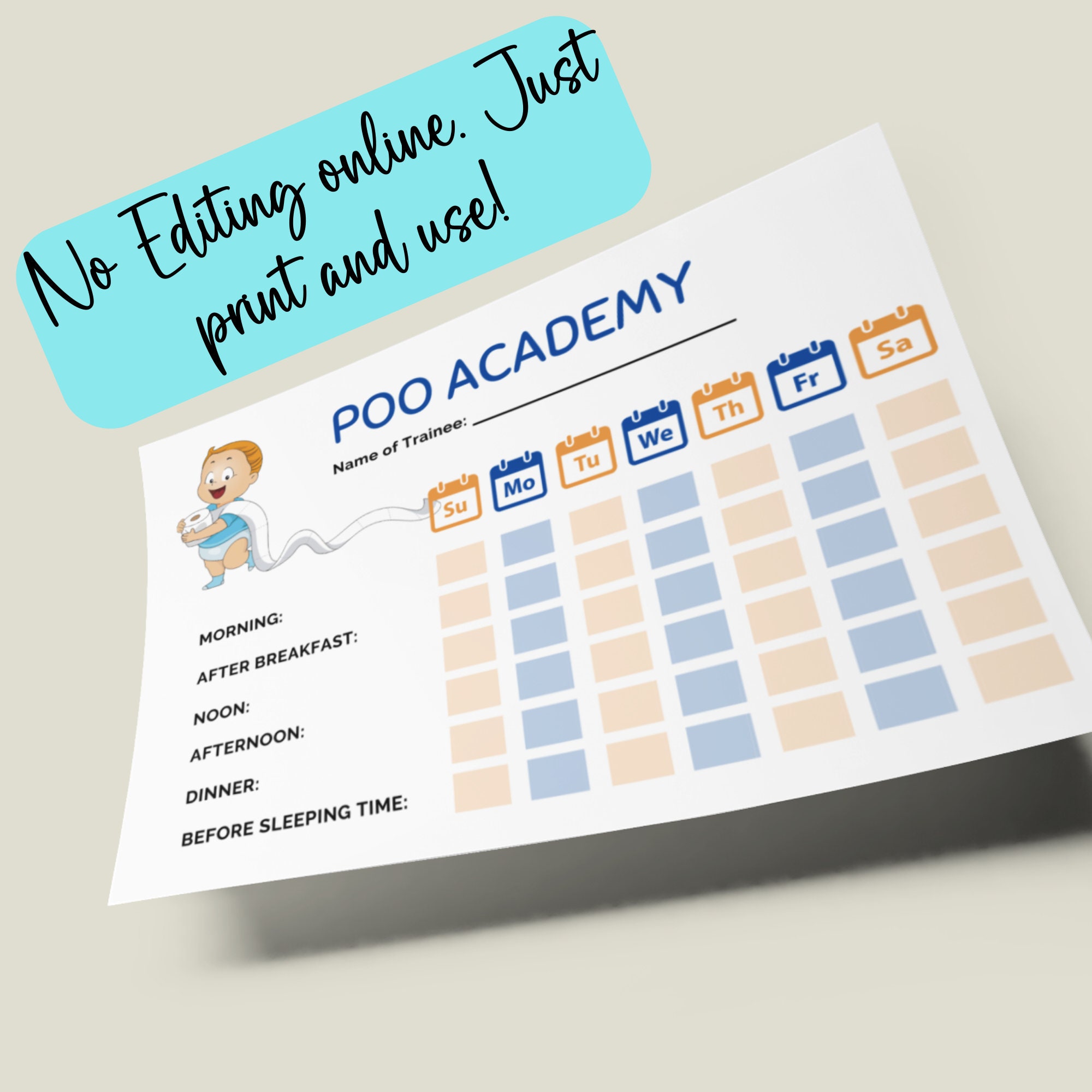 Boys Potty Training Chart, Goal Tracker, Behavior Chart, Kids Routine ...