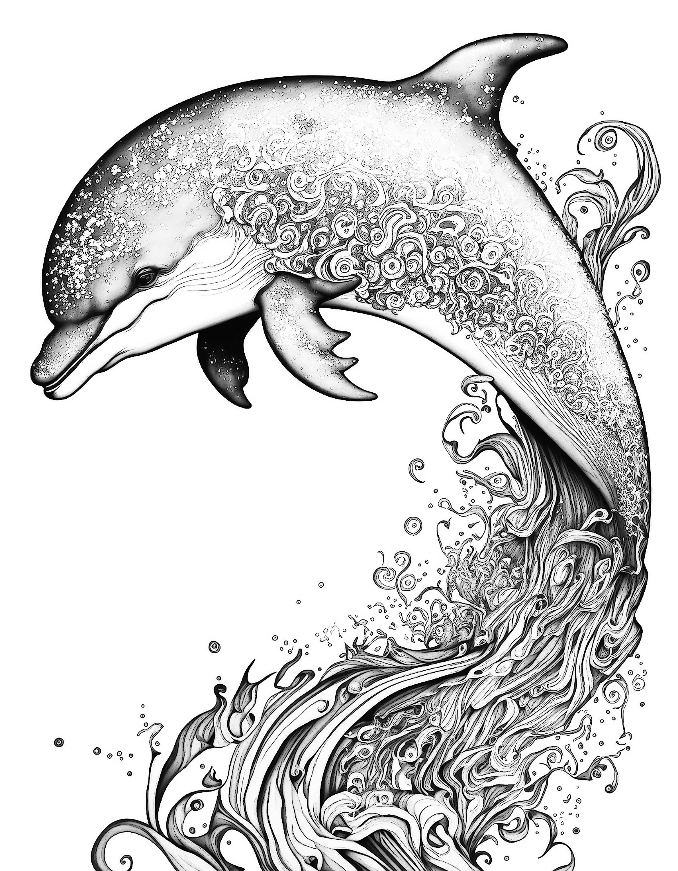 Dolphins Jumping In The Sunset Coloring Pages