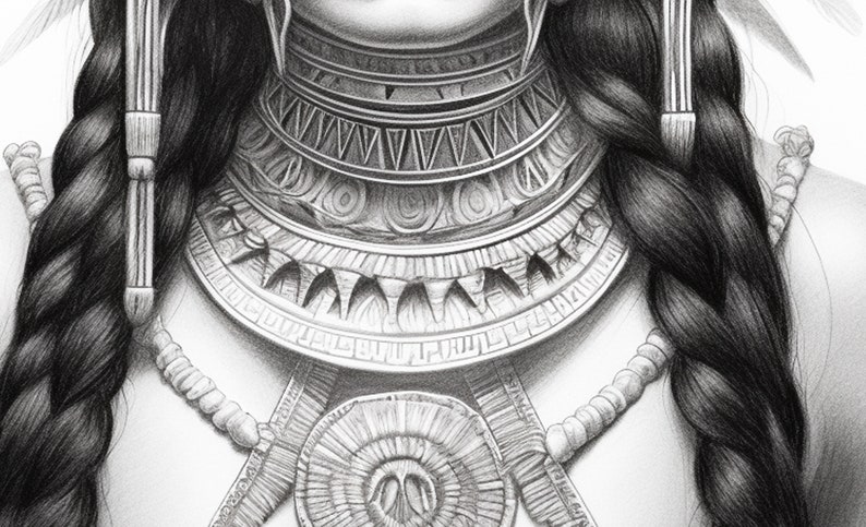 Aztec Warrior Queen Coloring Page 2, Adult Color Sheet of the Face of a ...