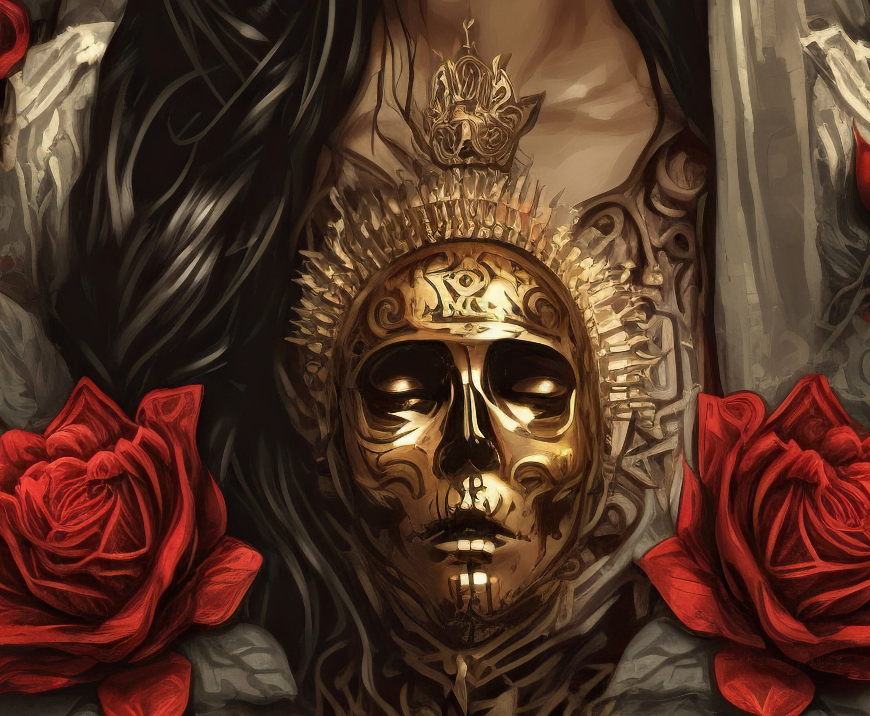 Aztec Chicana Virgin Mary Goddess With Roses Digital Image, Machine ...