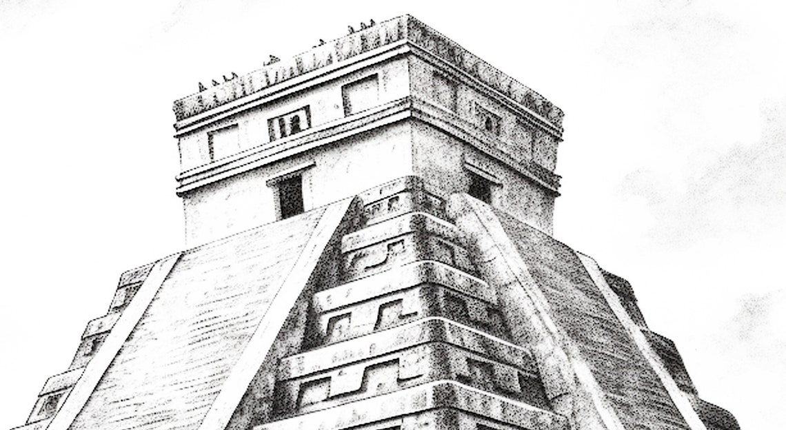Chichen Itza Mayan Temple Coloring Page, AI Coloring Sheet of the ...