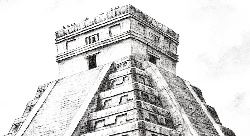 Chichen Itza Mayan Temple Coloring Page, AI Coloring Sheet of the ...