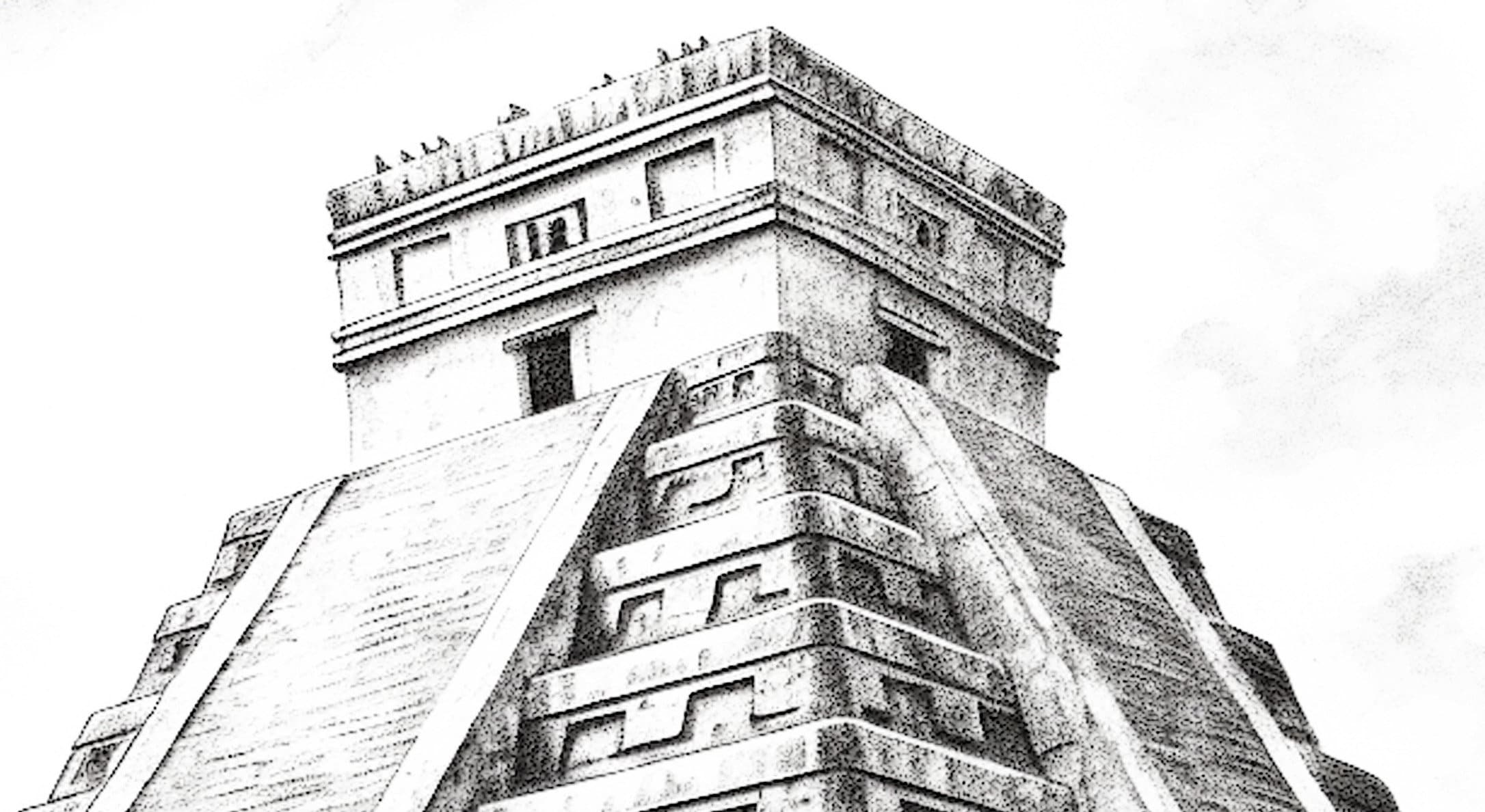 Chichen Itza Mayan Temple Coloring Page, AI Coloring Sheet of the ...