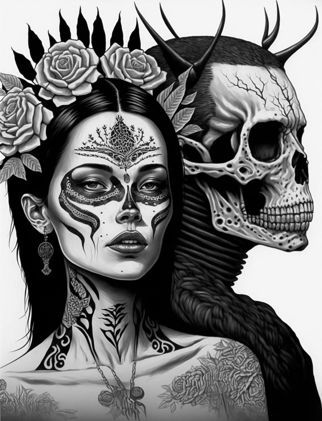 Life and Death Adult Coloring Sheet, Machine Learning Generated AI ...