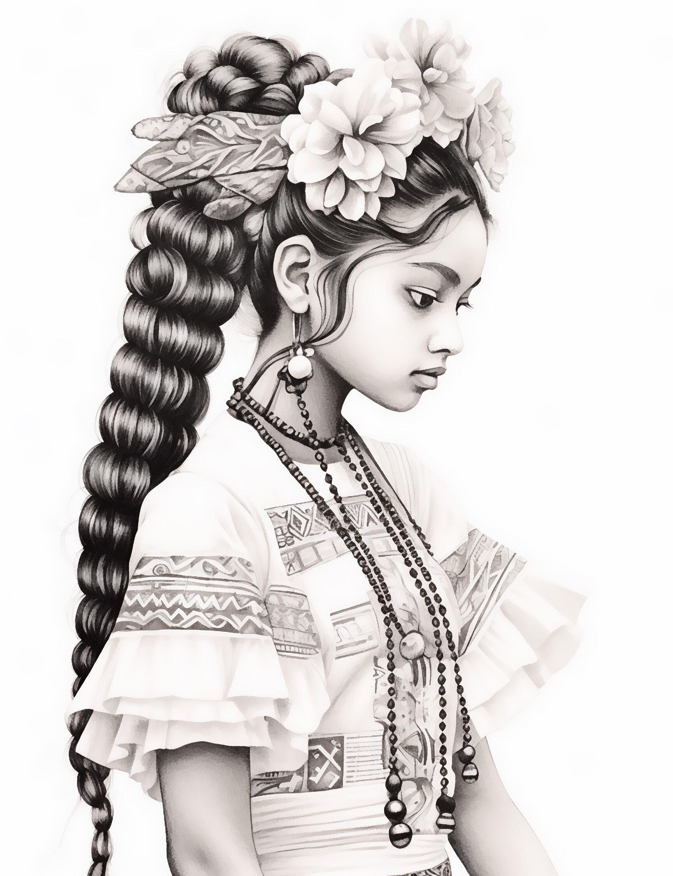 Traditional Mexican Woman Drawing