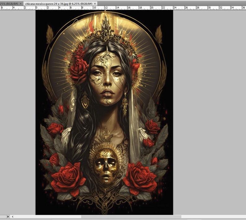 Aztec Chicana Virgin Mary Goddess With Roses Digital Image, Machine ...
