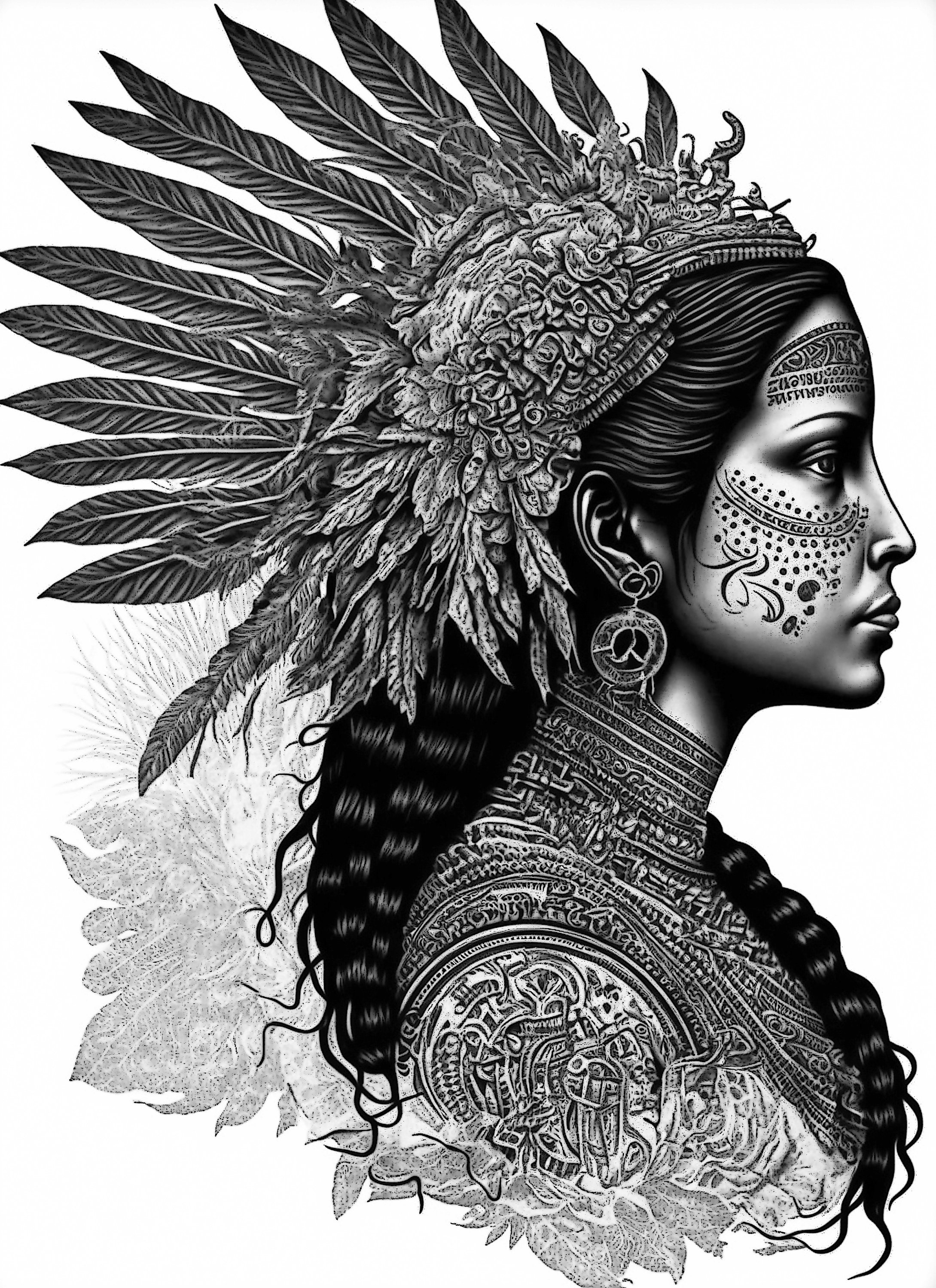 Aztec, Mayan and Olmec Warrior Queens Coloring Pages, 8 Ai Generated ...