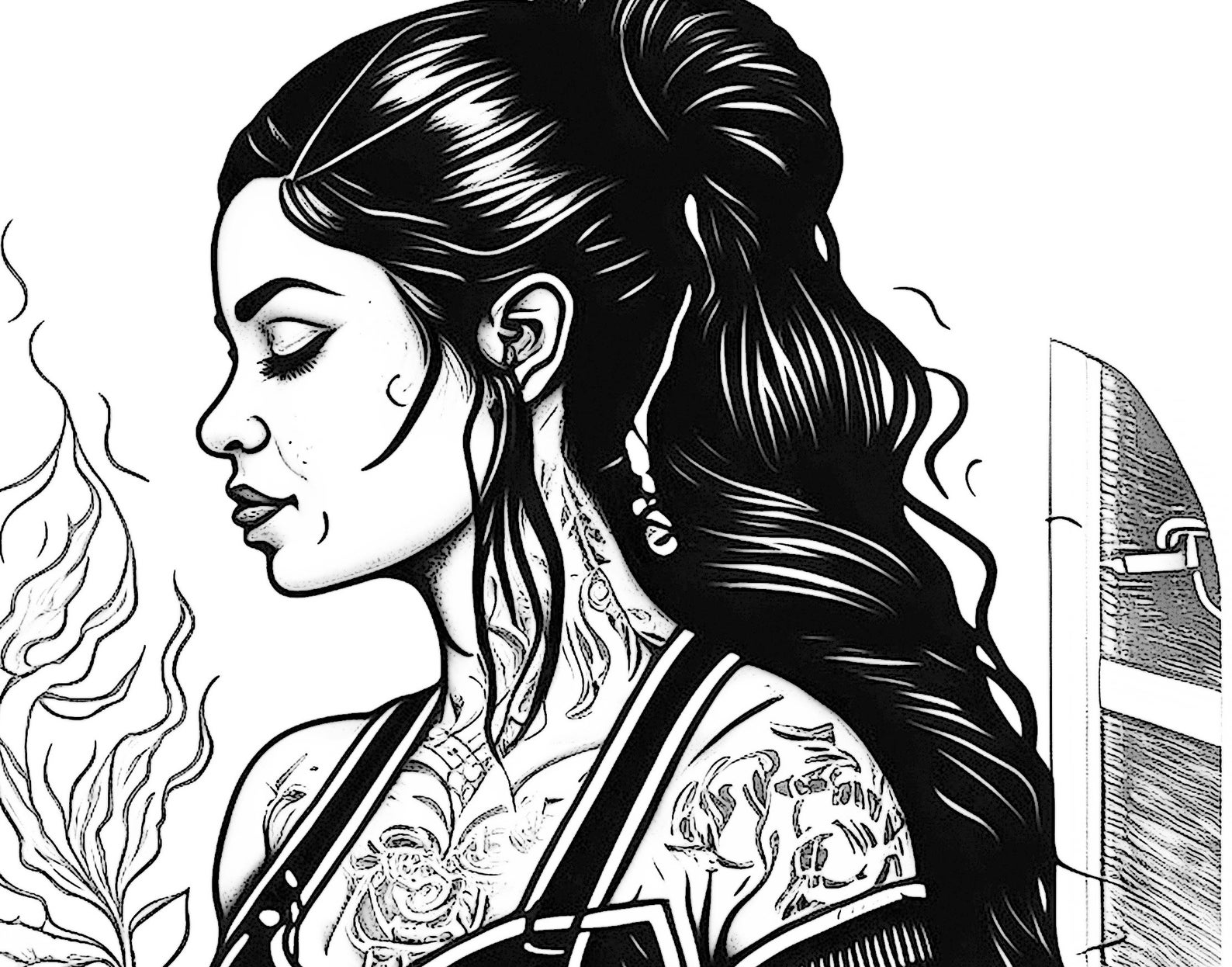 Beautiful Chicana Kitchen Goddess Coloring Page, Machine Learning ...