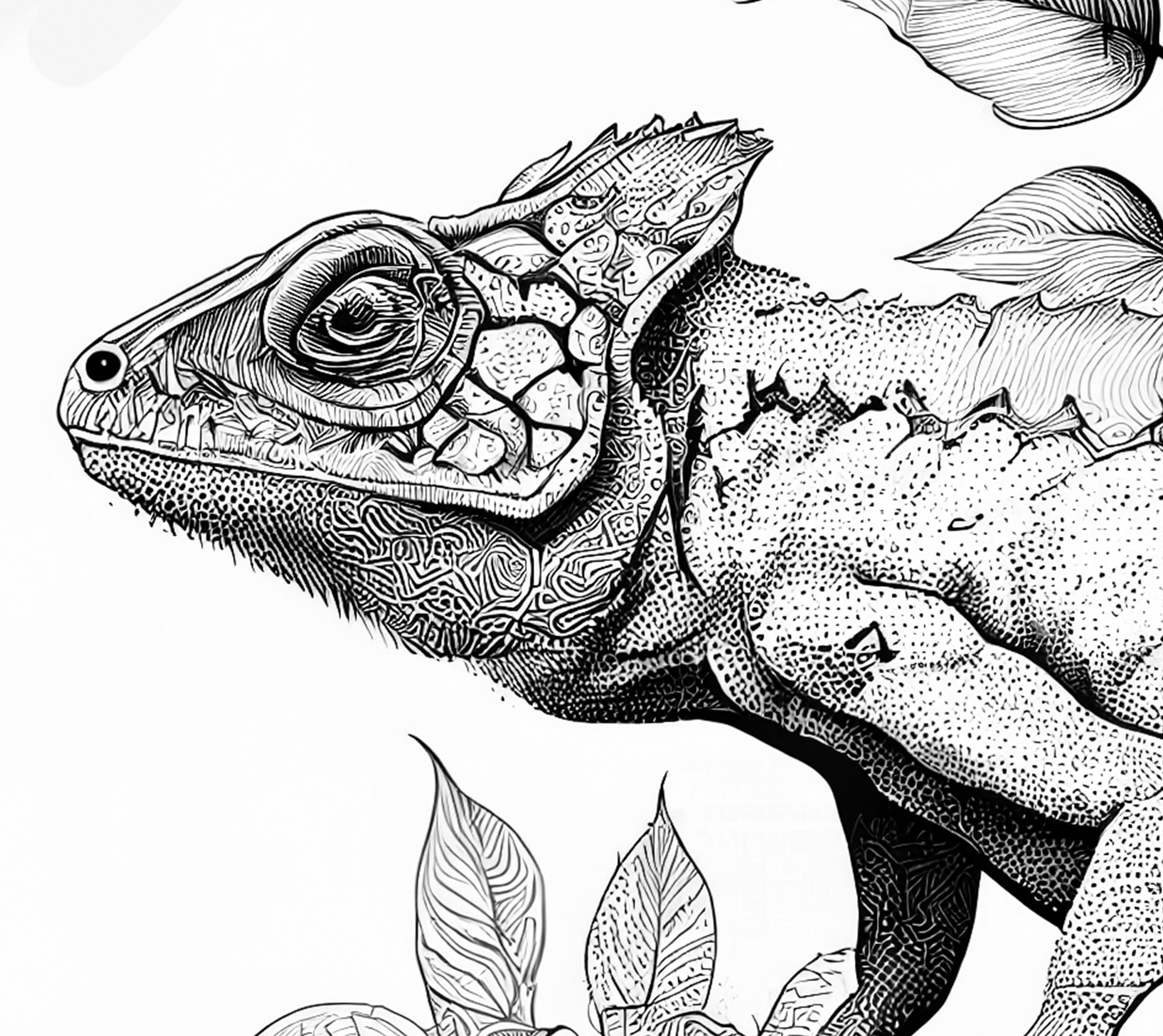 Chameleon Adult Coloring Page, Machine Learning AI Generated Coloring ...