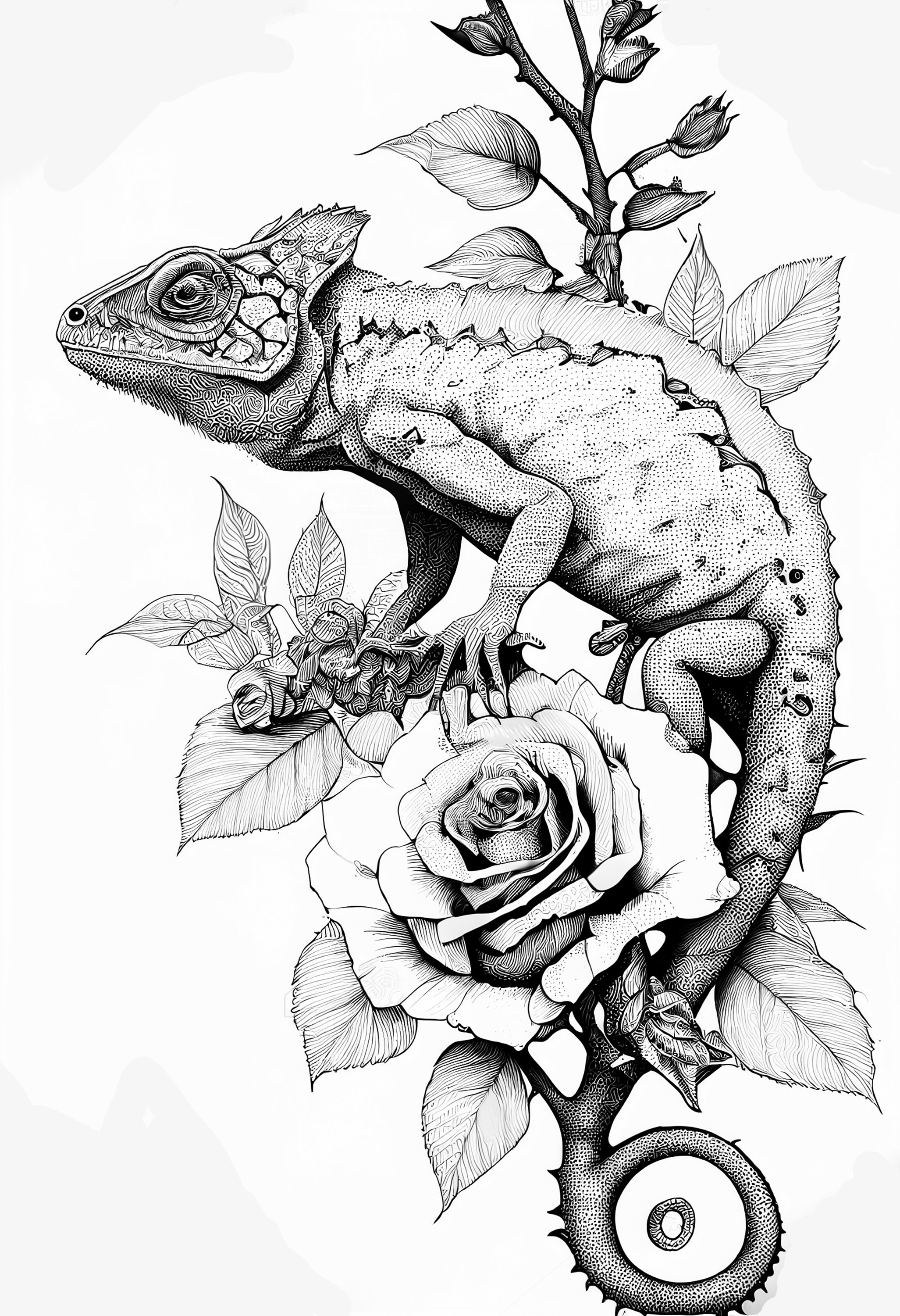 Chameleon Adult Coloring Page, Machine Learning AI Generated Coloring ...