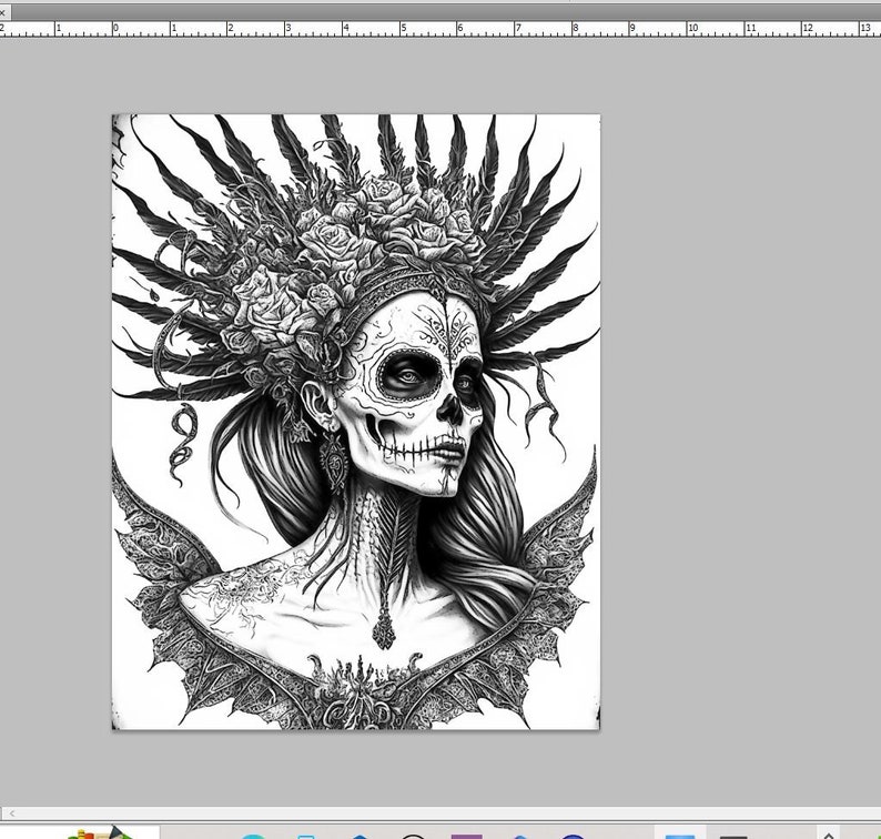 La Catrina Angel Day of the Dead Coloring Sheet Adult - Etsy