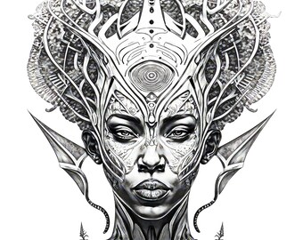 Grayscale Ancient Future African King Coloring Sheet, AI Generated ...