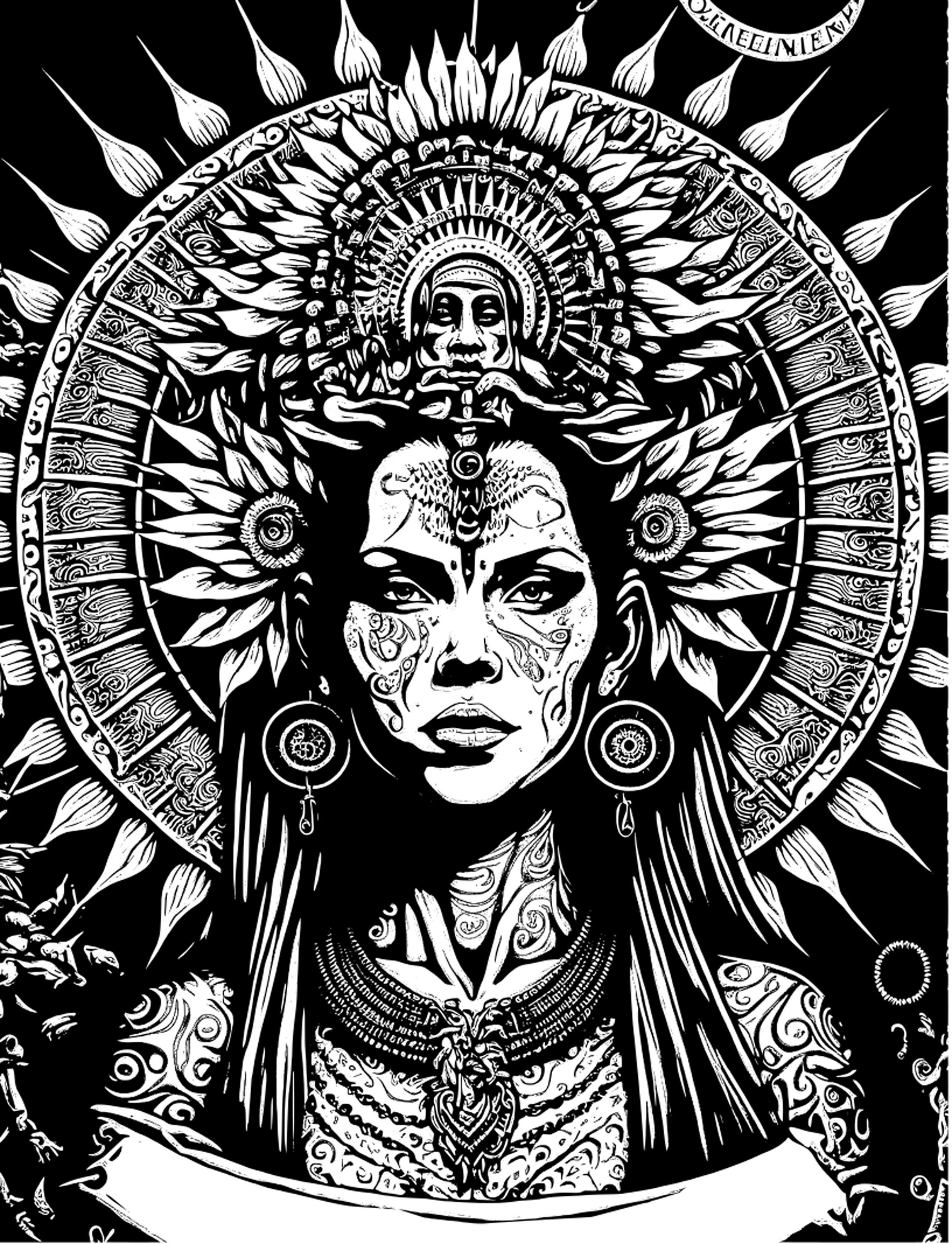 Aztec Chicana Warrior Goddesses, Designs for Online Coloring, Laser ...