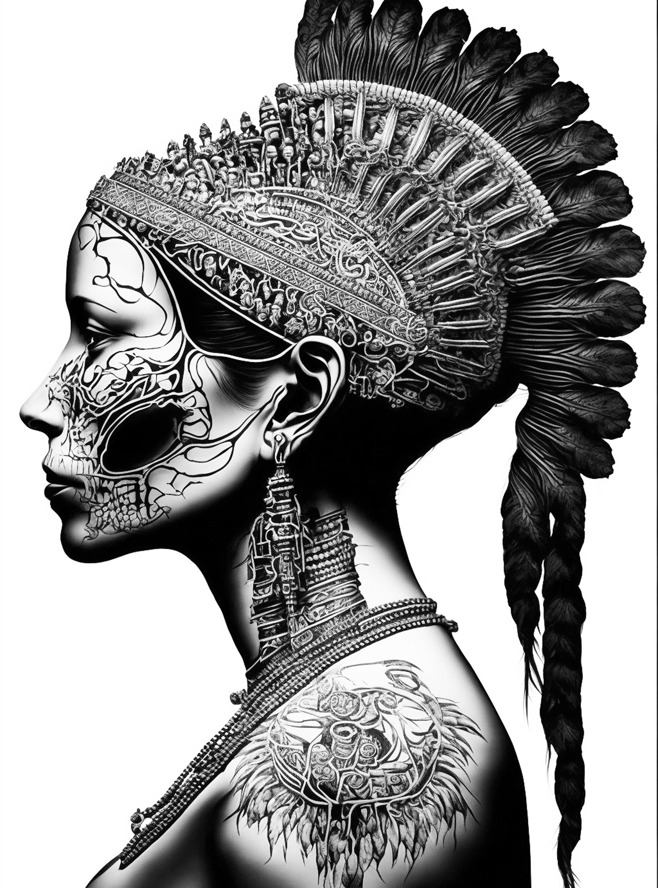 Aztec, Mayan and Olmec Warrior Queens Coloring Pages, 8 Ai Generated ...