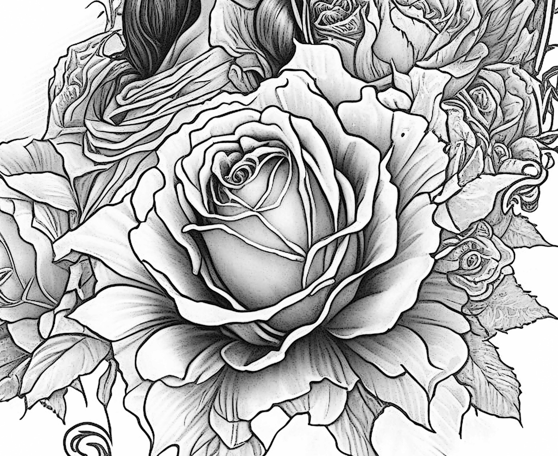 Beautiful Chicana Virgin Mary 5 With Roses Adult Coloring Page, Machine ...