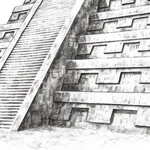 Chichen Itza Mayan Temple Coloring Page, AI Coloring Sheet of the ...