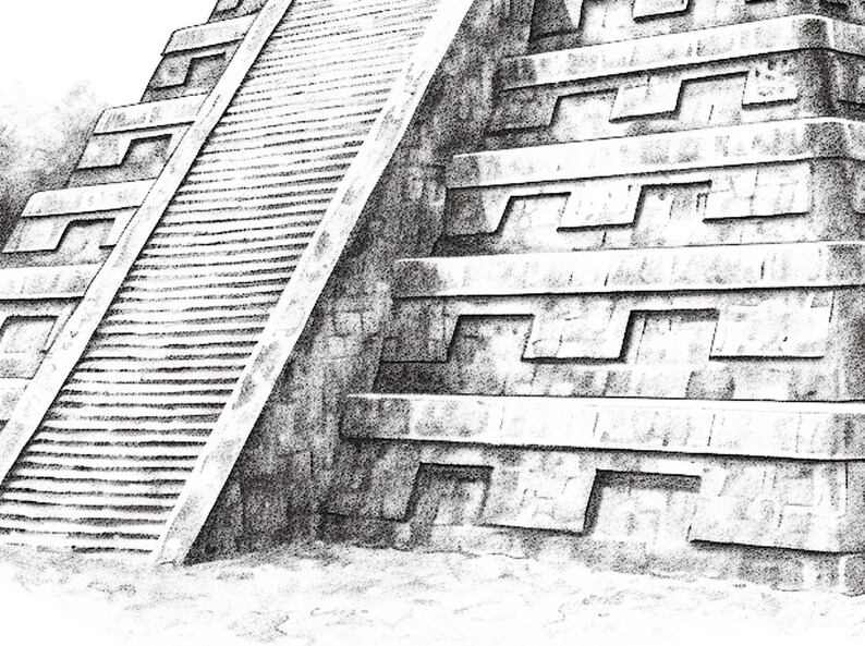 Chichen Itza Mayan Temple Coloring Page, AI Coloring Sheet of the ...