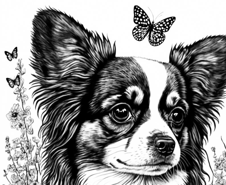 Papillon Coloring Sheet, AI Generated Coloring Page of A Papillon Dog ...