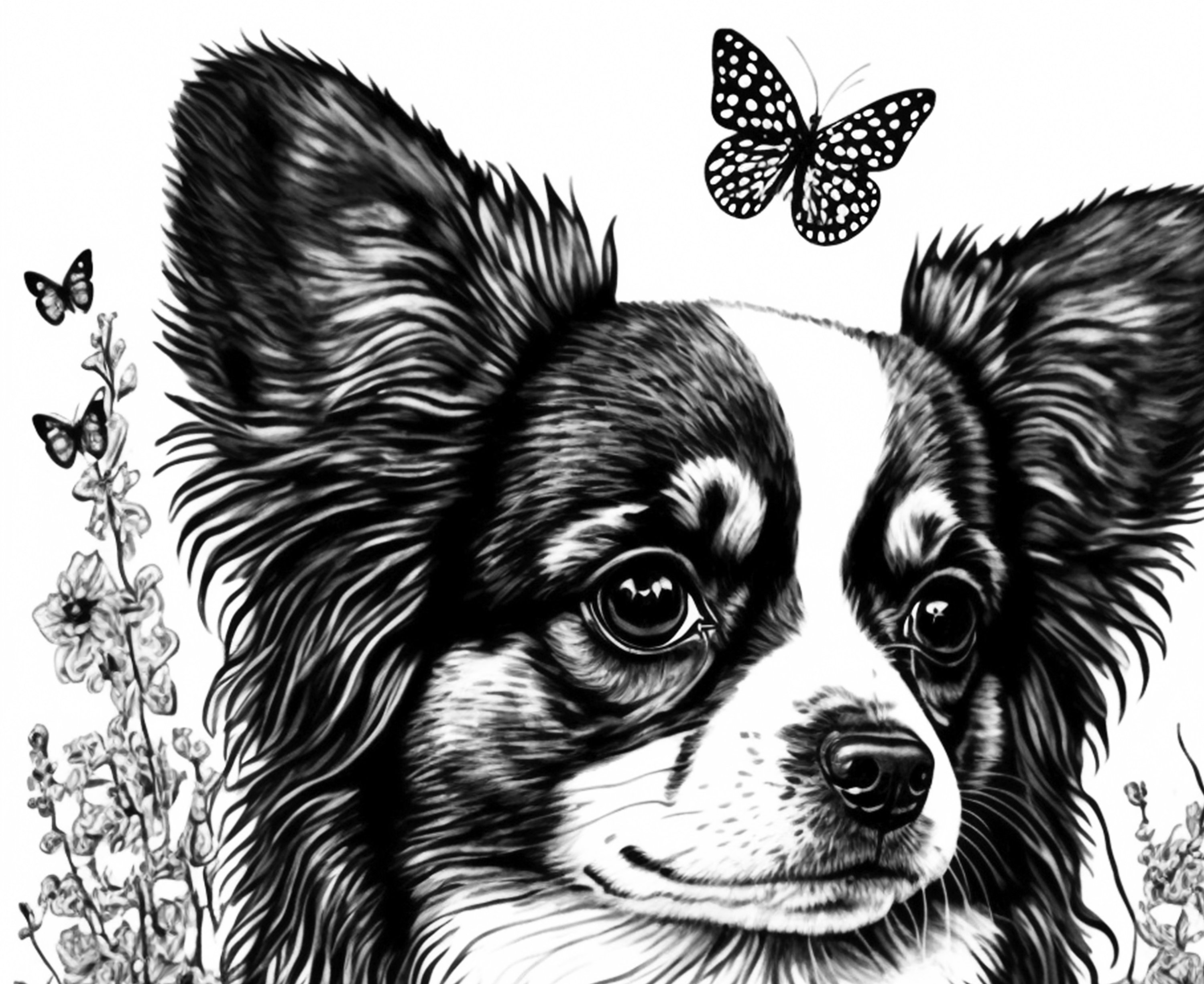 Papillon Coloring Sheet, AI Generated Coloring Page of A Papillon Dog ...