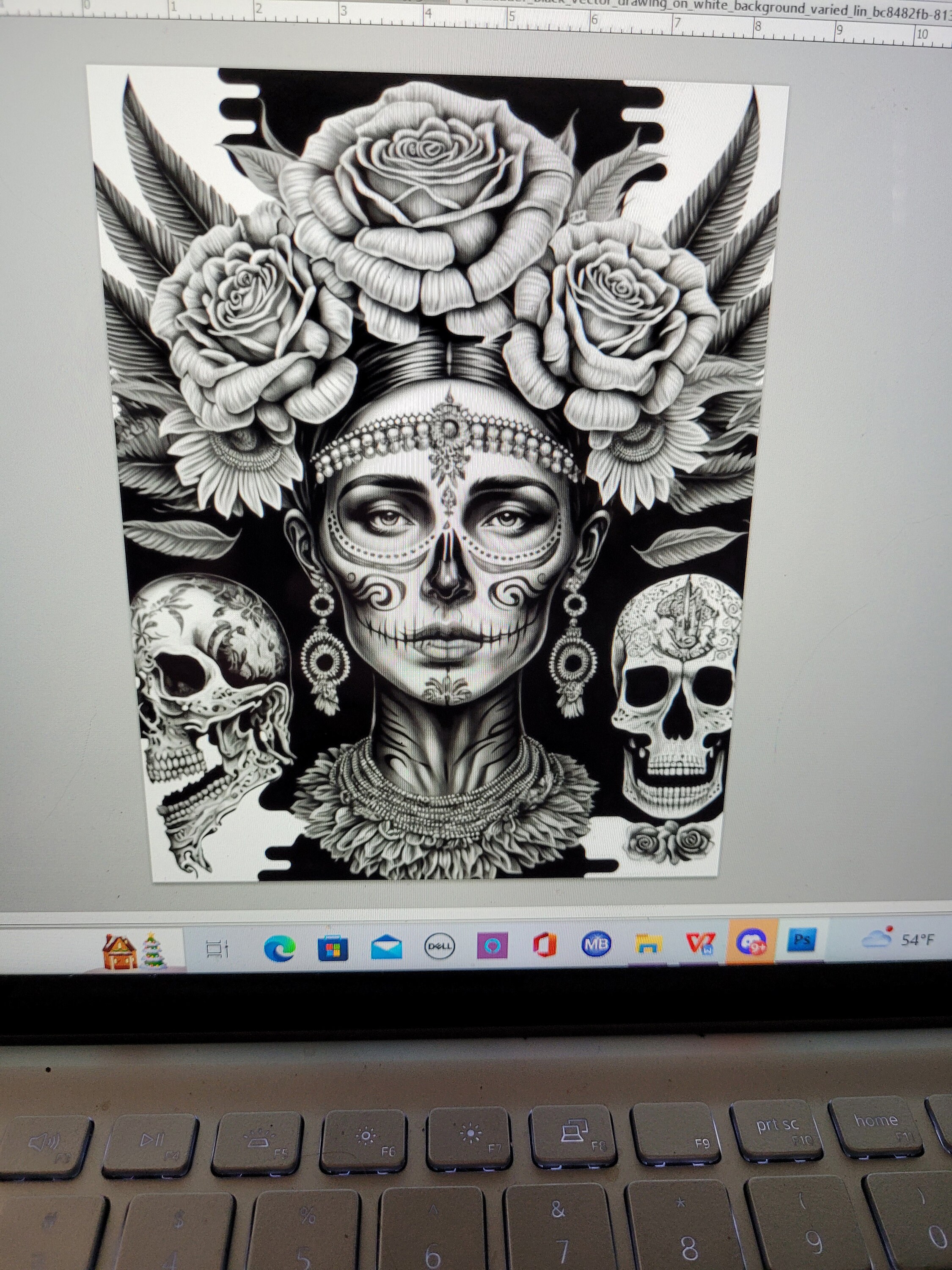 La Catrina Day of the Dead Coloring Sheet, Adult Coloring Page of a ...
