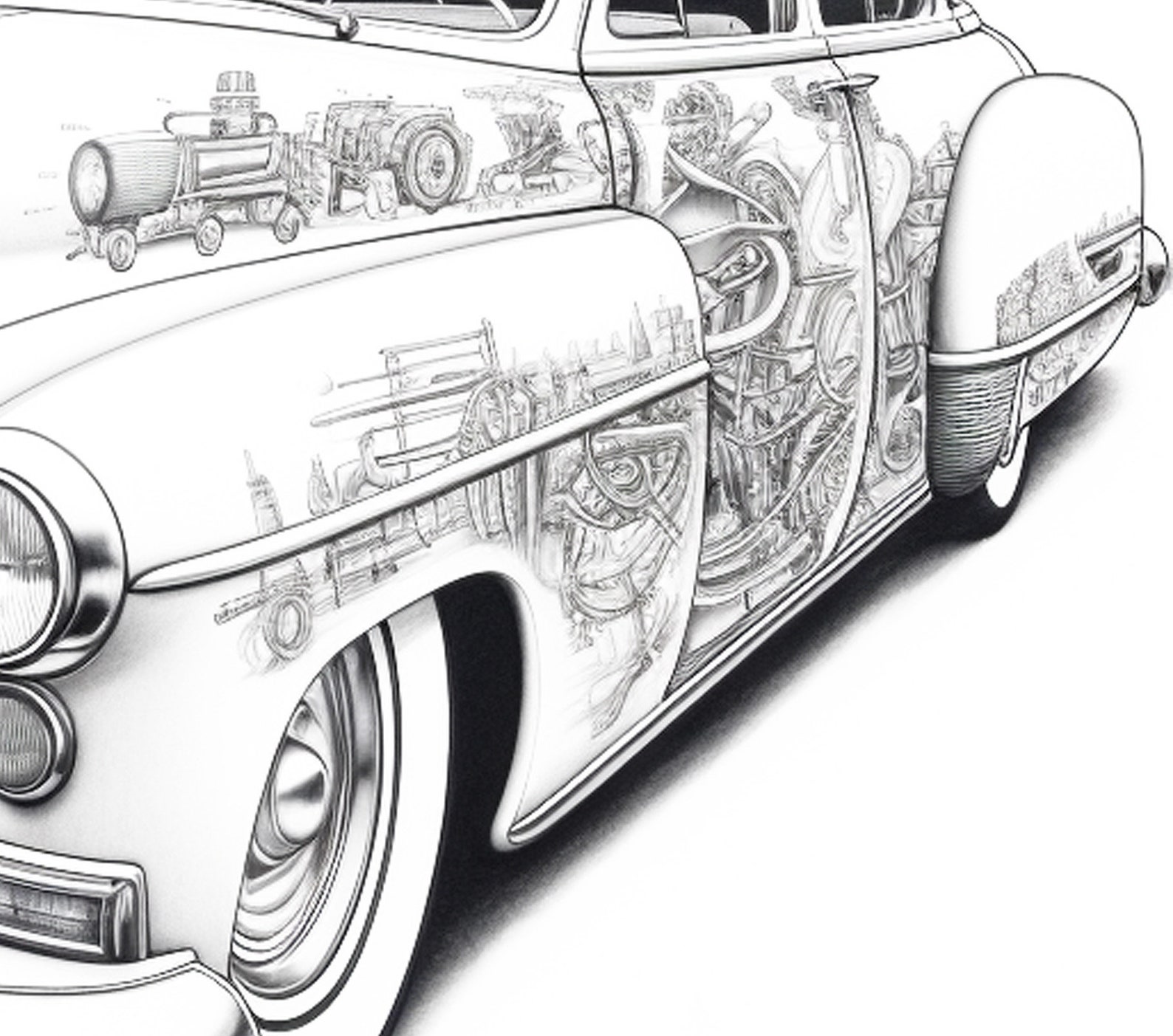 Classic Lowrider Adult Coloring Page, AI Coloring Sheet of a Badass ...