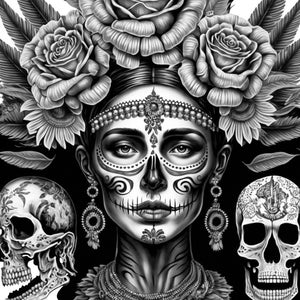 La Catrina Day of the Dead Coloring Sheet, Adult Coloring Page of a ...