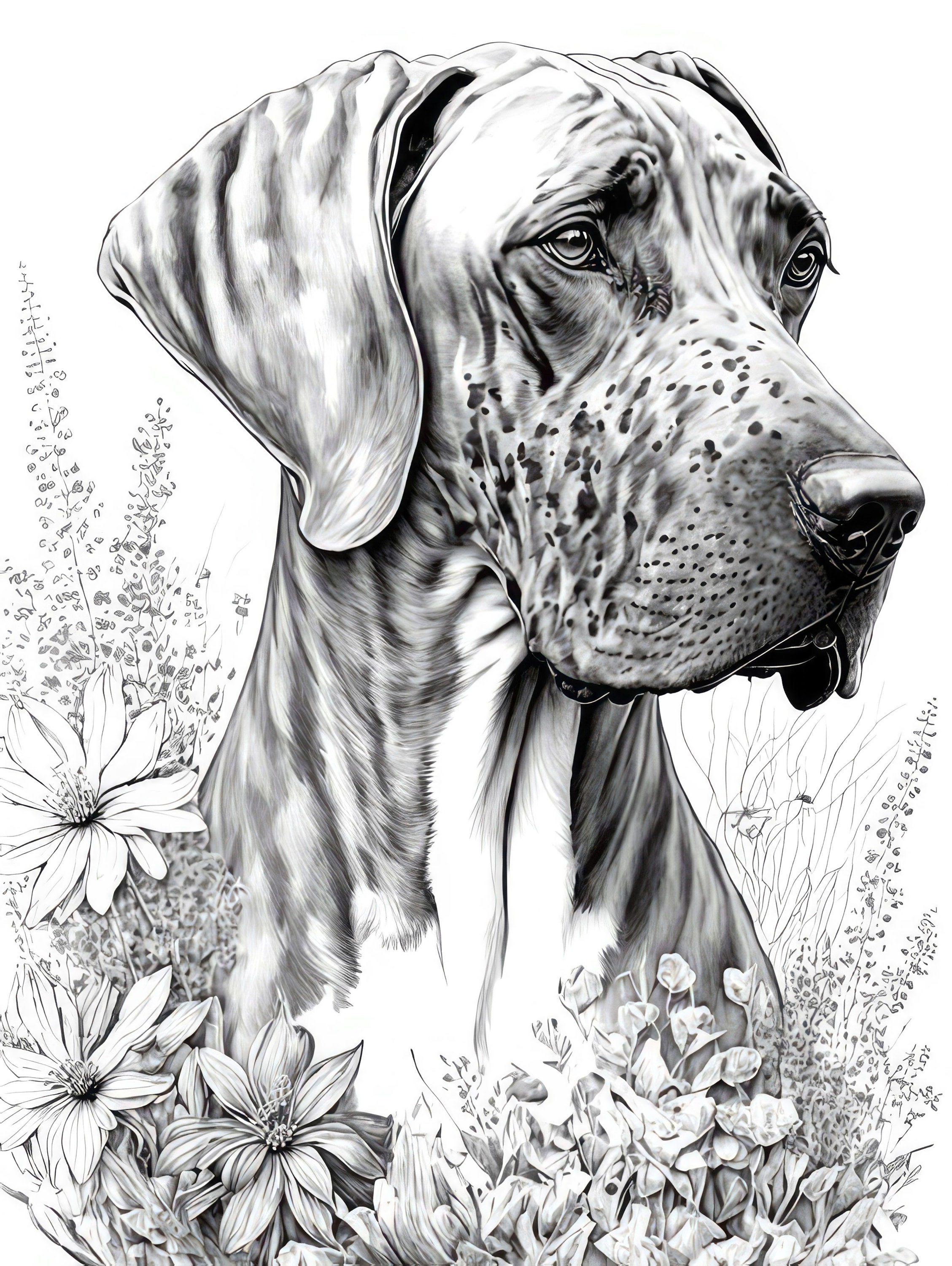 Great Dane Adult Coloring Sheet, AI Generated Coloring Page of A Great ...