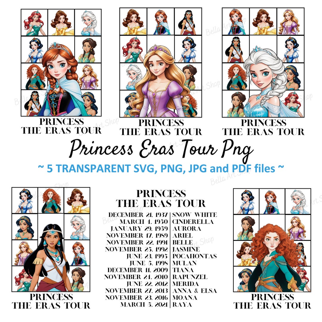 Princess the Eras Tour Png|disney Princess Characters Womens Girl ...