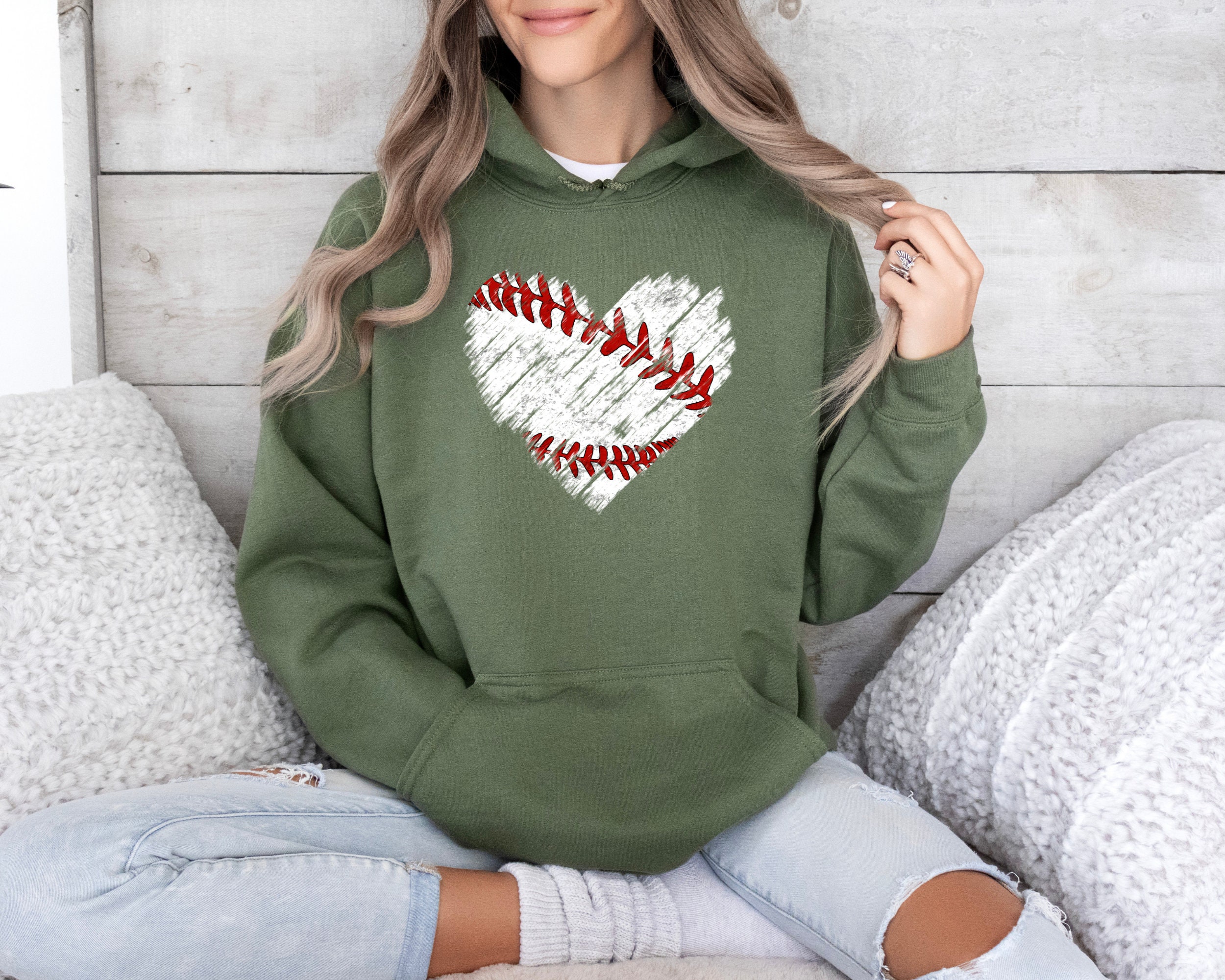 Baseball Distressed Heart Sweatshirt, Baseball Distressed Heart Hoodie ...