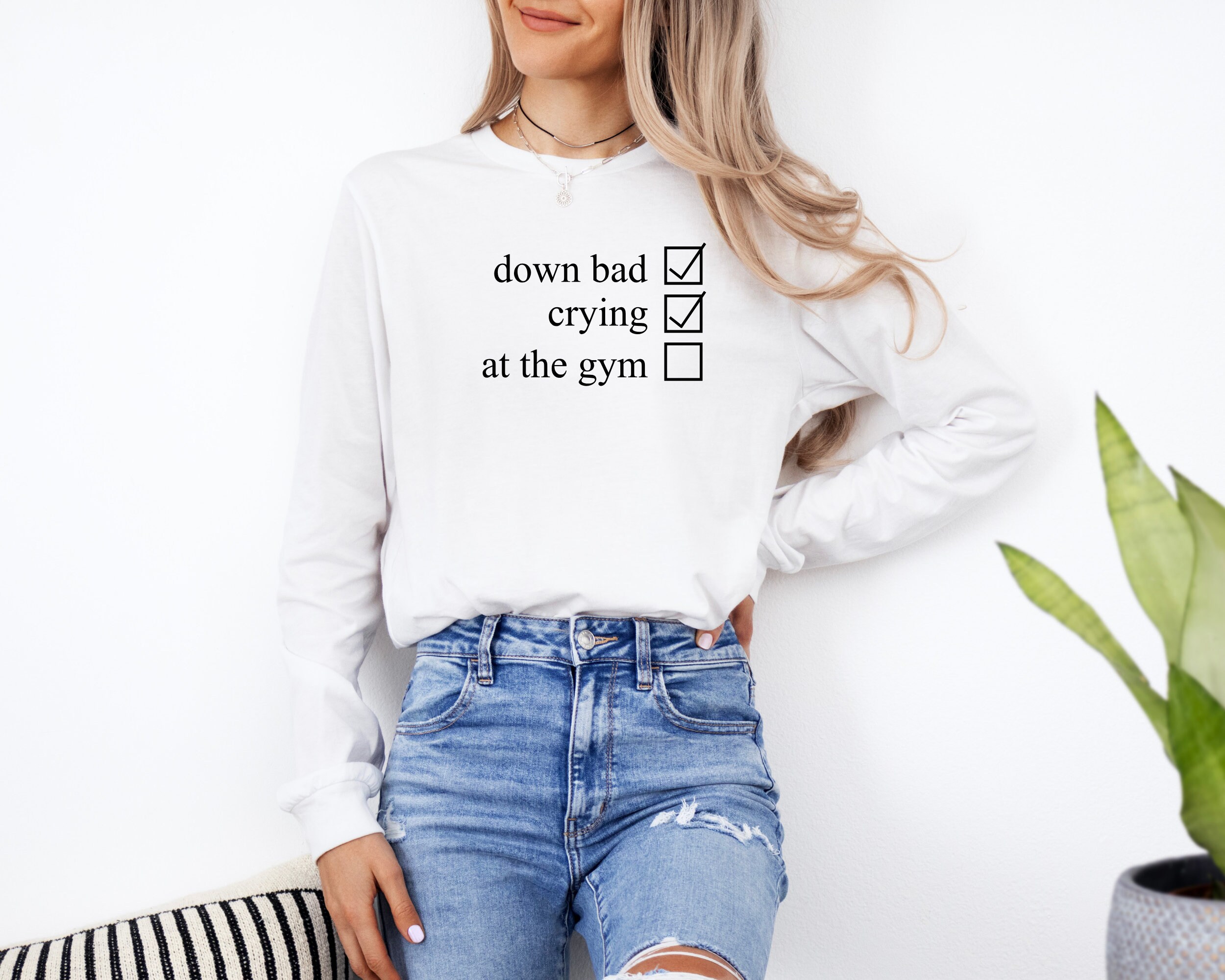 Crying at the Gym Sweatshirt, Down Bad Shirt, Unisex Hoodie, Gym Shirt ...